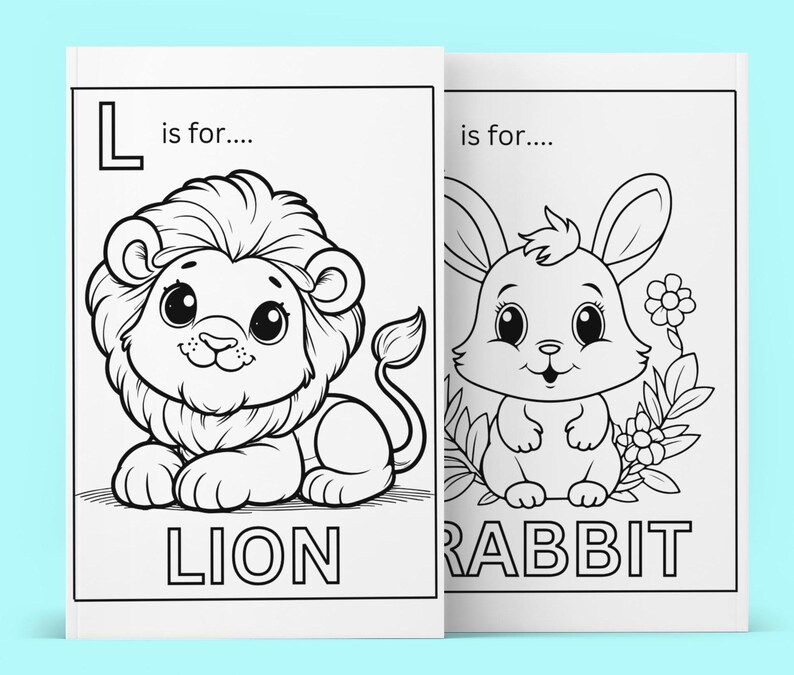 Animals A-Z Coloring Pages: Kids Alphabet, Homeschool (PDF Download) - Etsy