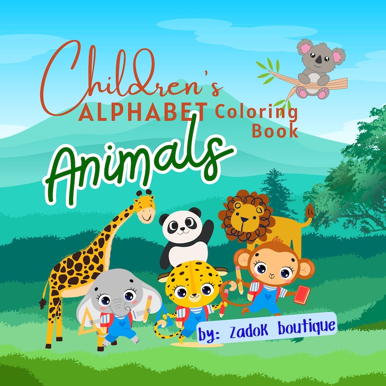Animals A-Z Coloring Pages: Kids Alphabet, Homeschool (PDF Download) - Etsy