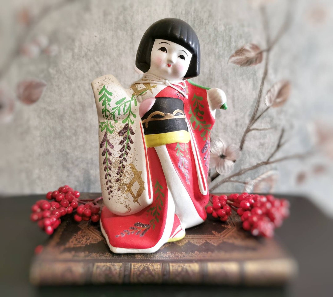 Japanese Dancer Figurine, Tokoname Ware Doll From Aichi / Vintage ...
