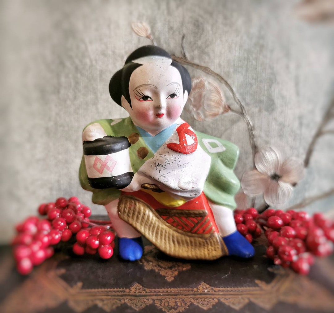 Japanese Samurai, Tokoname Ware Doll From Aichi / Vintage Japanese Clay ...