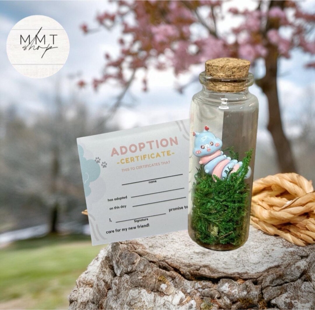Worry Worm Pet in a Jar With Adoption Certificate | Stress Relief ...