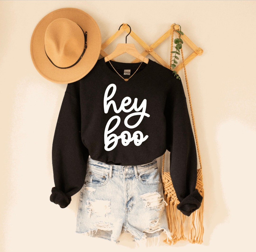 Hey Boo Sweatshirt, Adult Halloween Sweatshirt, Women Fall Sweatshirts ...