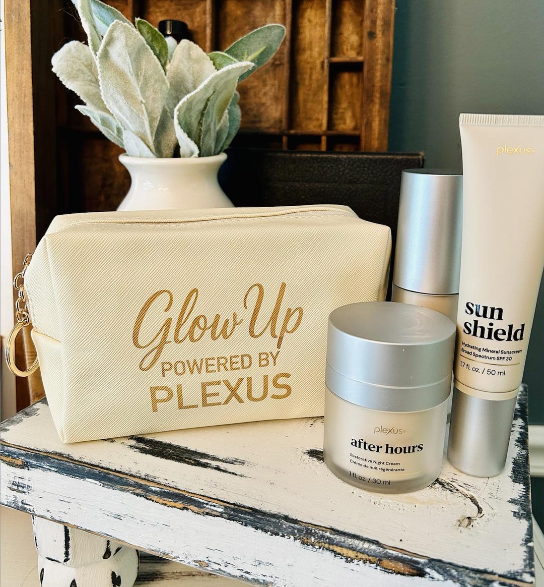 Glow up Plexus Makeup Bag Canvas Zipper Pouch Gift for Ambassadors Plexus Accessory Motivational ...