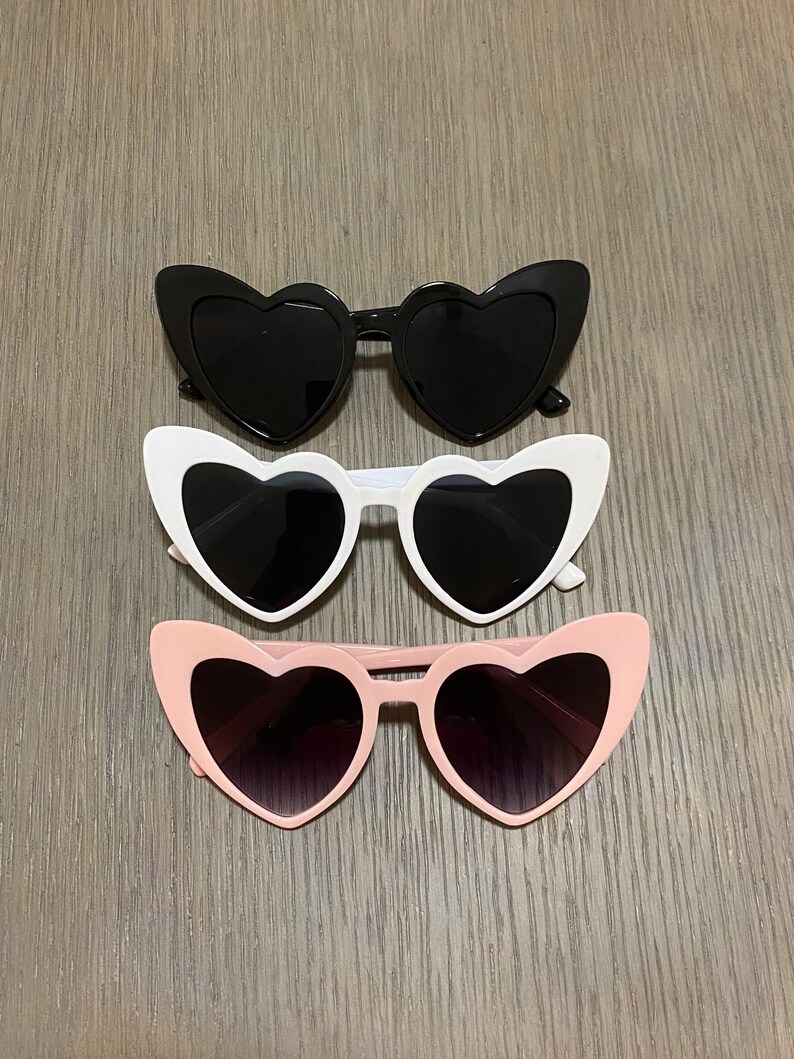 Bachelorette Party Heart Sunglasses, White Pink Black Heart Sunglasses ...
