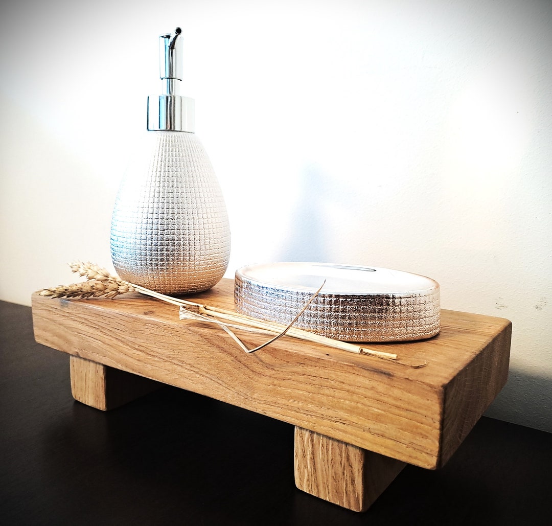 Small Wood Tray, Soap Tray, Oak Pedestal, Oak Riser, Kitchen Decor ...