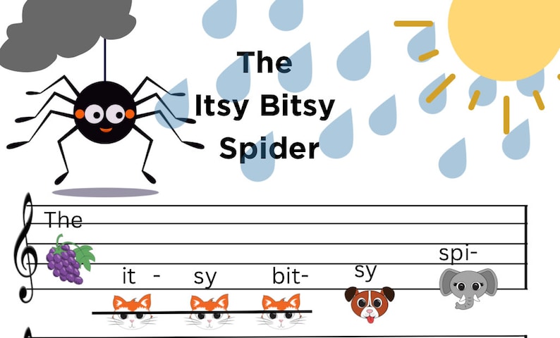 Itsy Bitsy Spider Sheet Music | 1 Digital Download | Easy Piano Sheet ...