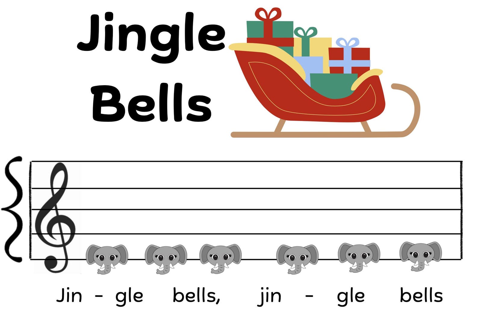 Jingle Bells Beginner Easy Piano Piano for Kids Sheet Music Digital ...