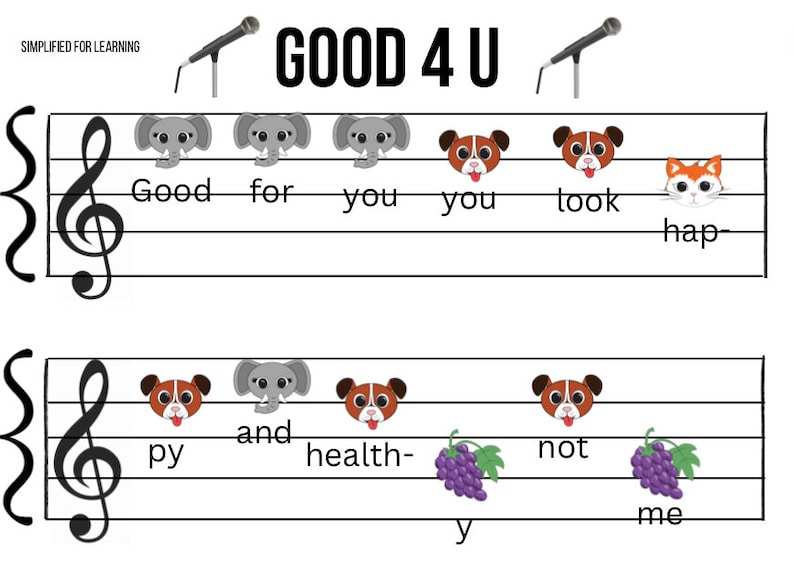 Good 4 U | Child Musical Activity Sheet Music | 1 Digital Download - Etsy