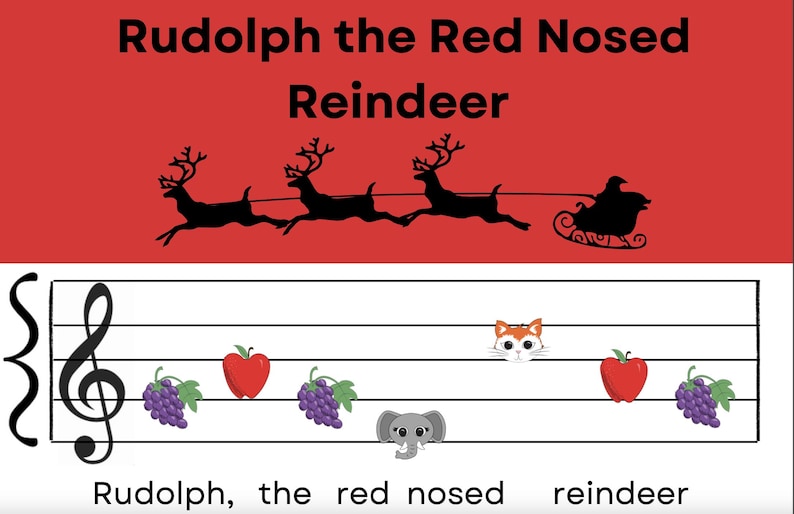 Rudolph the Red Nosed Reindeer Easy Beginner Piano Music for Kids ...