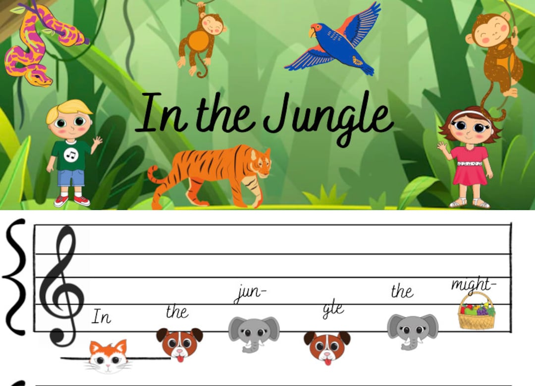 In the Jungle Sheet Music | 1 Digital Download | Beginner Piano - Etsy