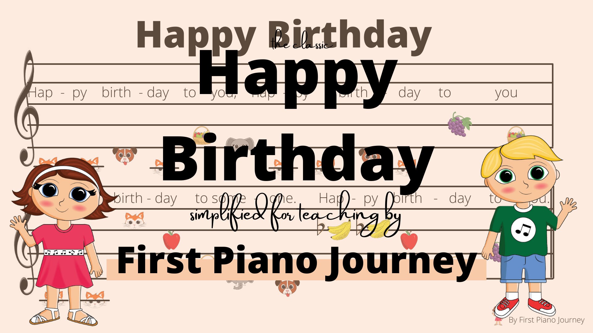 Happy Birthday Piano Sheet Music for Kids 1 Digital Instant | Etsy