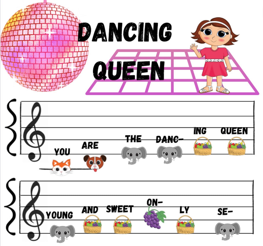 Dancing Queen | 1 Digital Download | Beginner Piano Sheet Music - Etsy