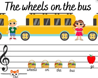 The Wheels on the Bus Easy Piano Sheet Music, Digital Downloadable ...