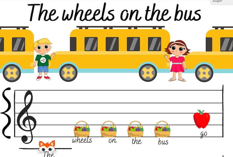 Wheels on the Bus Easy Sheet Music Beginner Piano - Etsy