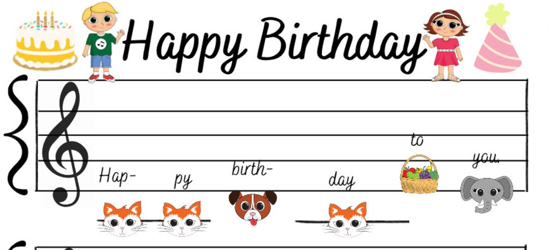 Happy Birthday Piano Sheet Music for Kids | 1 Digital Instant Download ...