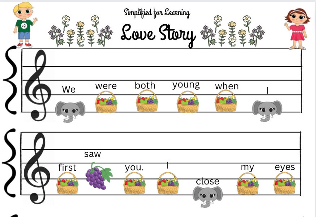 Love Story | Child Activity Sheet Music | 1 Digital File - Etsy