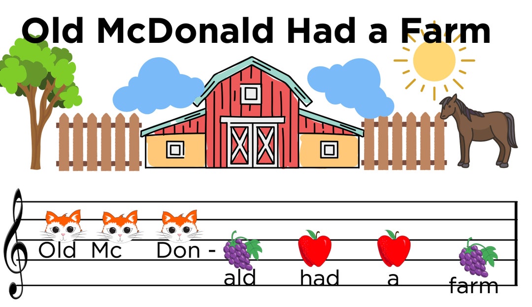 Old Mcdonald Had a Farm Sheet Music | 1 Digital Download - Etsy