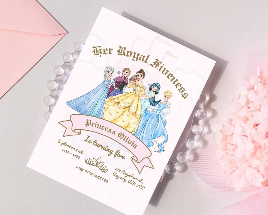 Her Royal Fiveness Birthday Invitation | Editable Princess Party Invite ...