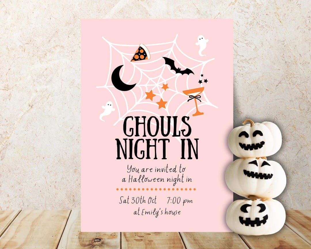 Ghouls Night in Halloween Invitation, Girls Pink Halloween Girls Night ...
