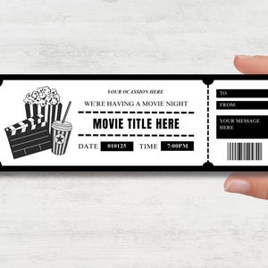Editable Movie Night Ticket Template: Custom Film Party Invitation ...
