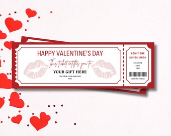 Valentines Day Digital Event Ticket Gift Digital Download Editable ...