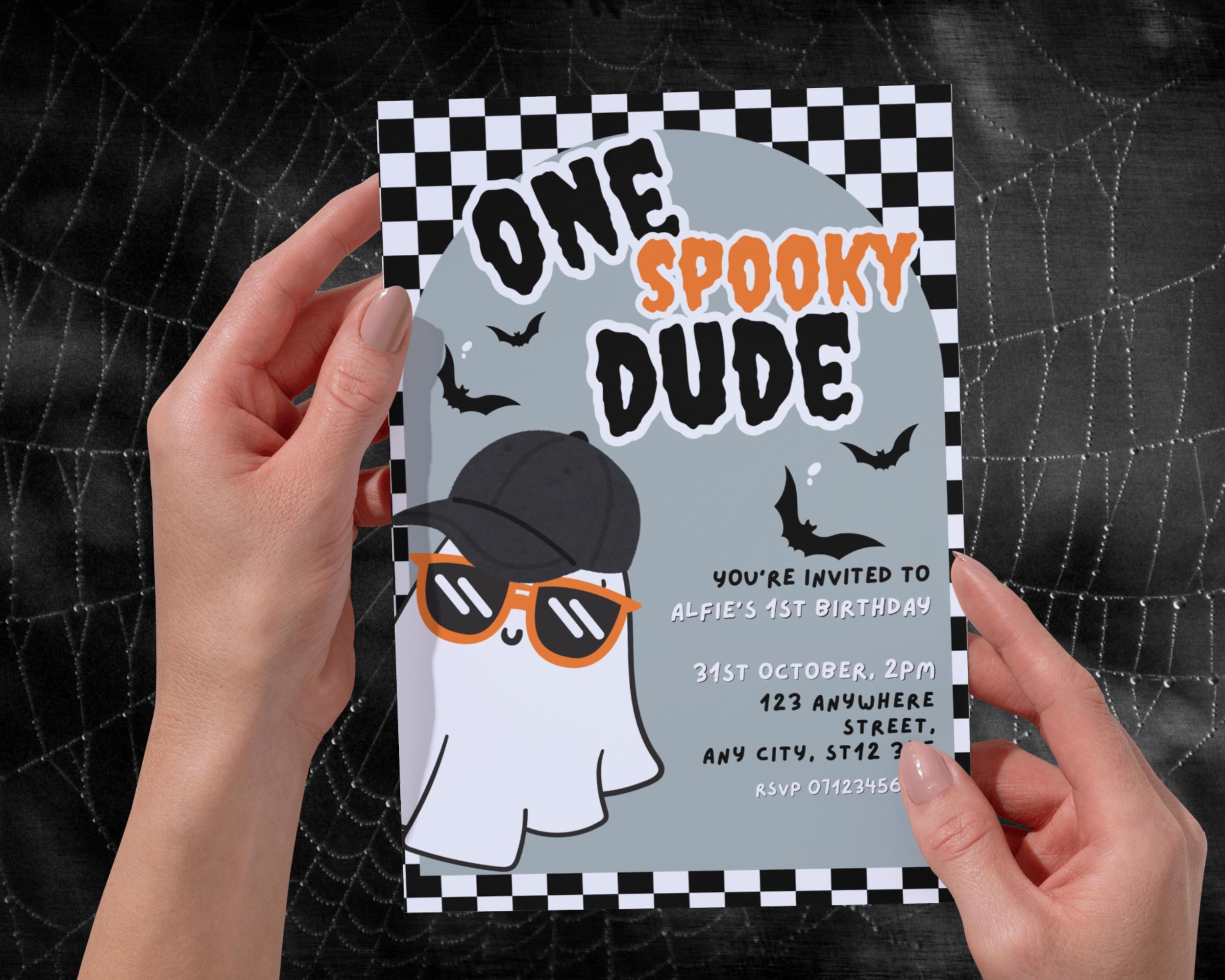 One Spooky Dude 1st Birthday Invitation | Halloween 1st Birthday Theme ...