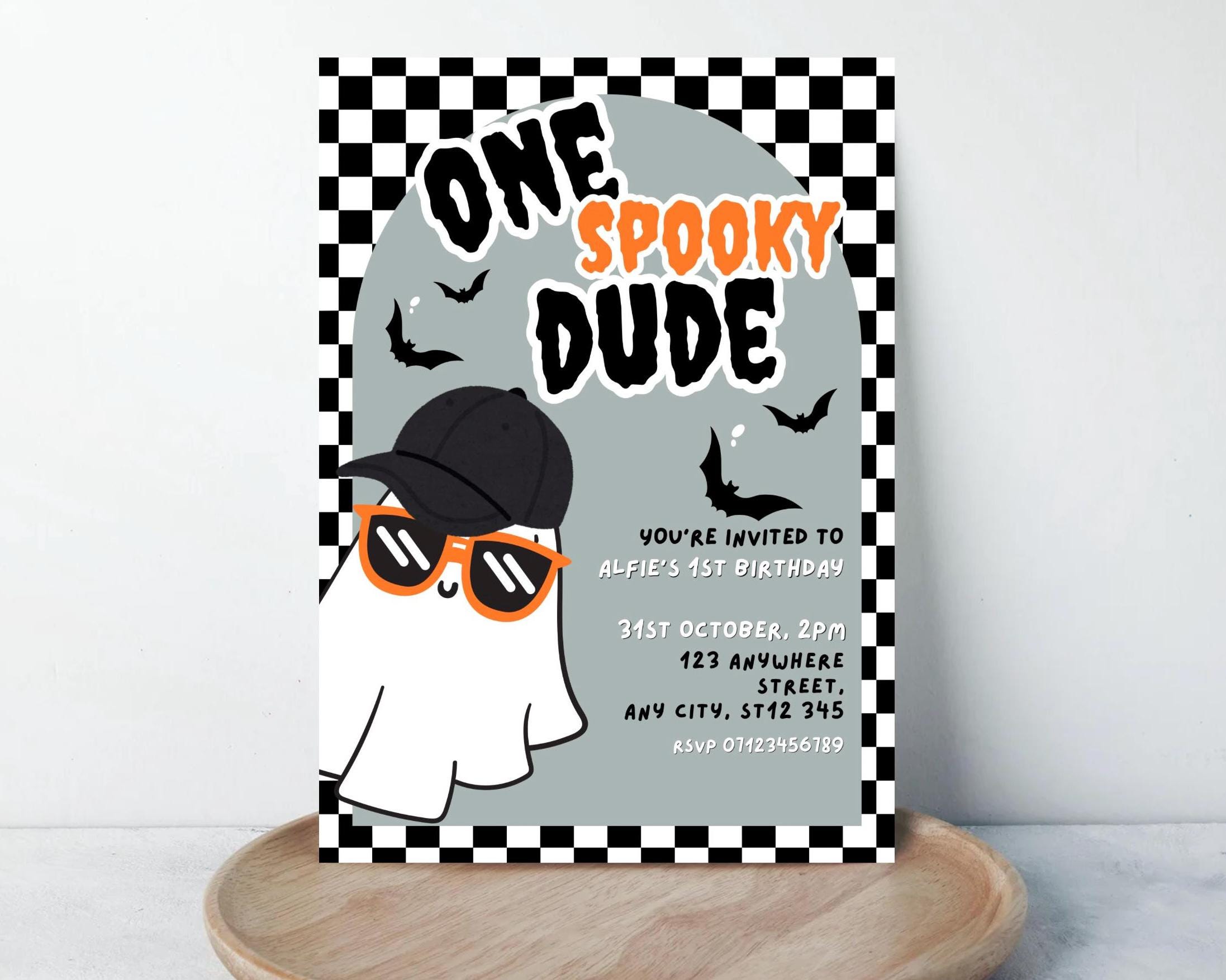 One Spooky Dude 1st Birthday Invitation | Halloween 1st Birthday Theme ...