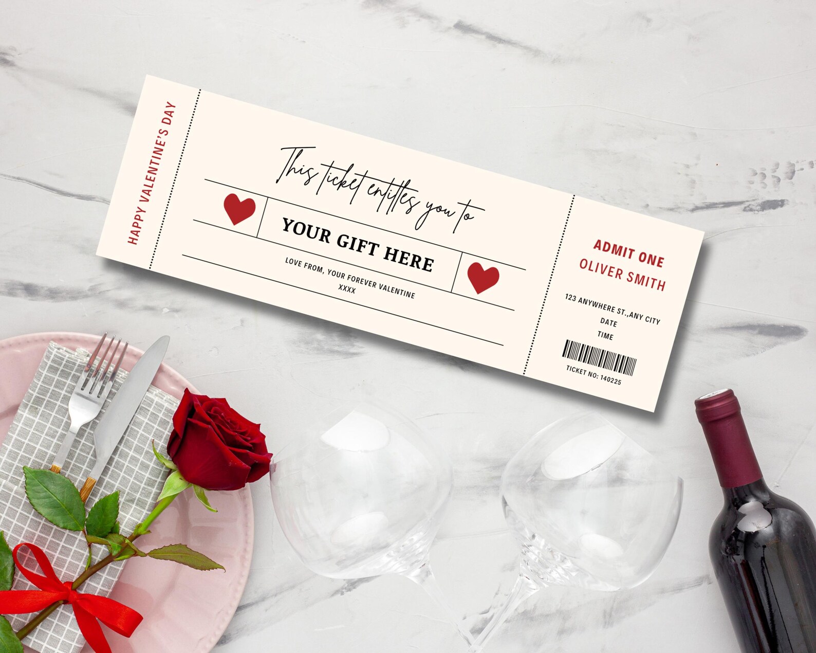 Valentines Day Digital Event Ticket Gift | Digital Download | Editable ...