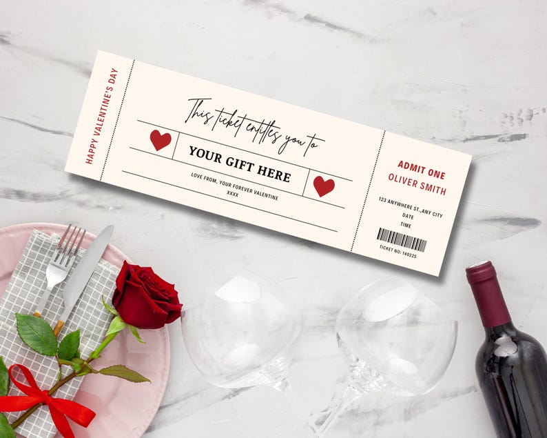 Valentines Day Digital Event Ticket Gift | Digital Download | Editable ...