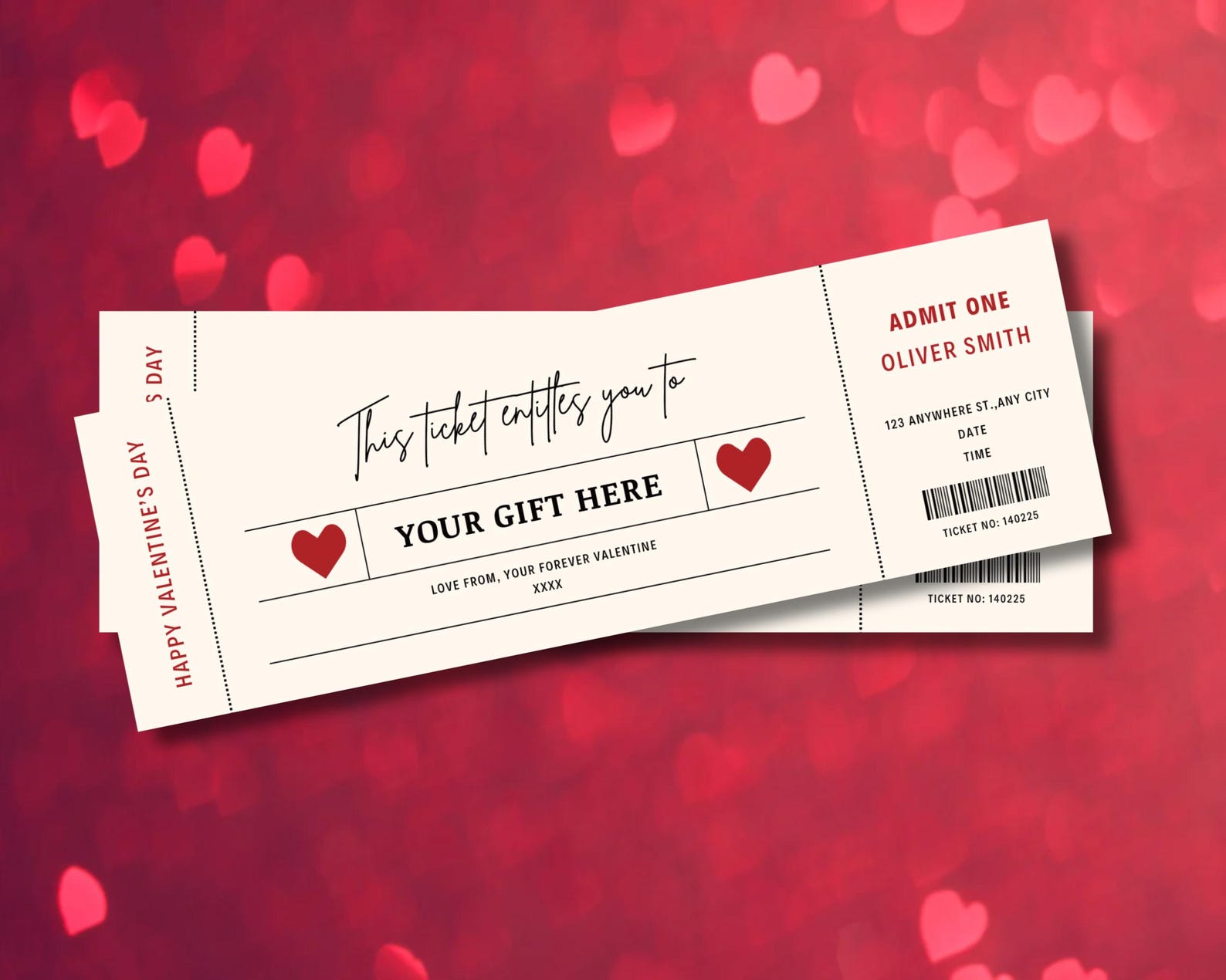 Valentines Day Digital Event Ticket Gift | Digital Download | Editable ...