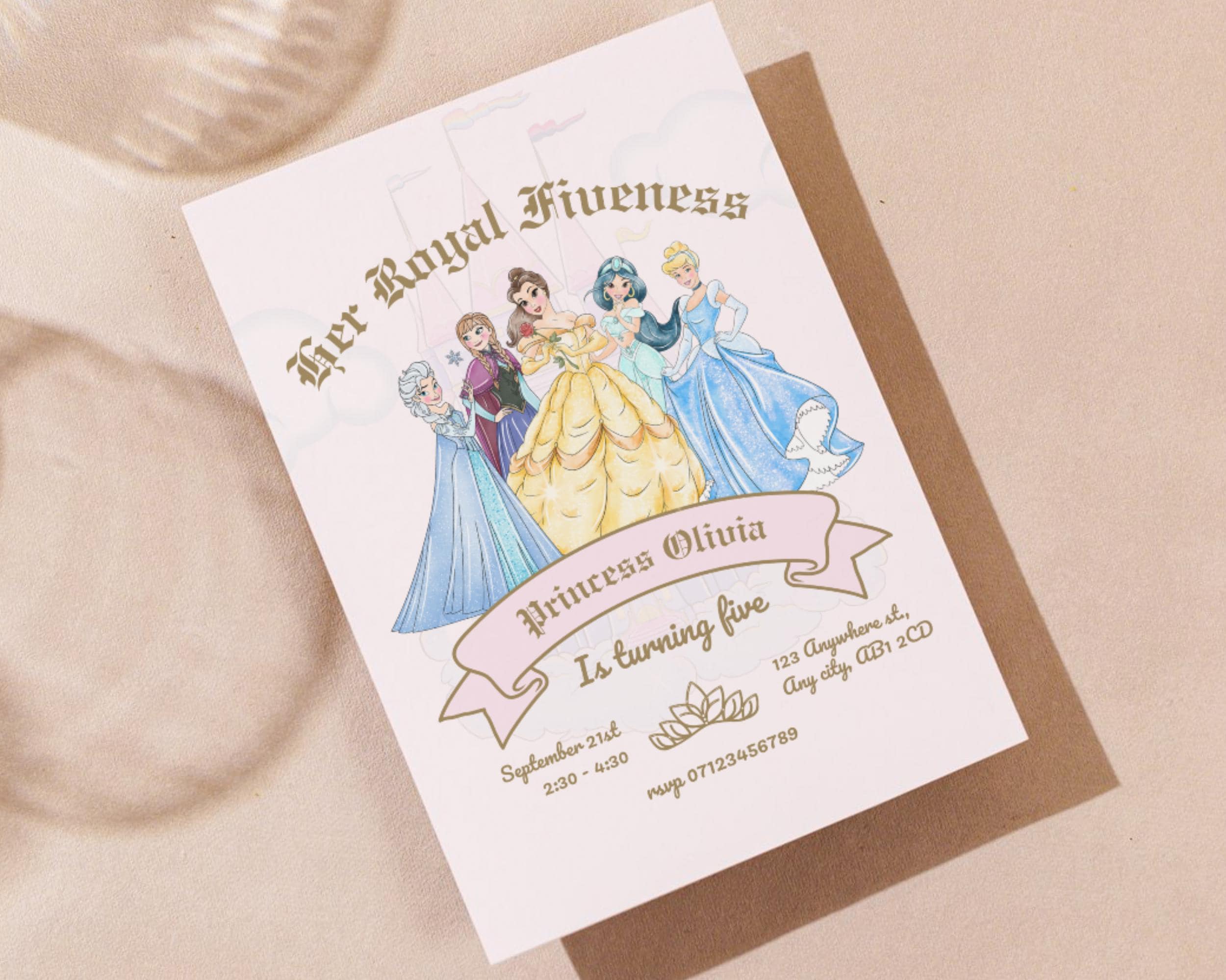Her Royal Fiveness Birthday Invitation | Editable Princess Party Invite ...