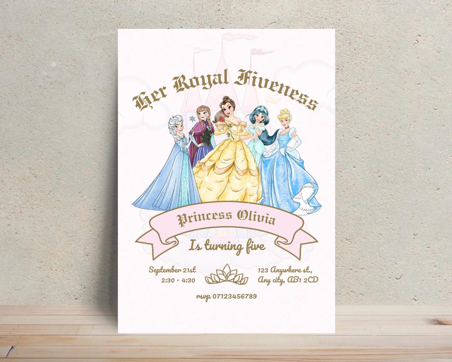 Her Royal Fiveness Birthday Invitation | Editable Princess Party Invite ...
