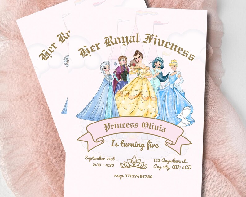Her Royal Fiveness Birthday Invitation | Editable Princess Party Invite ...