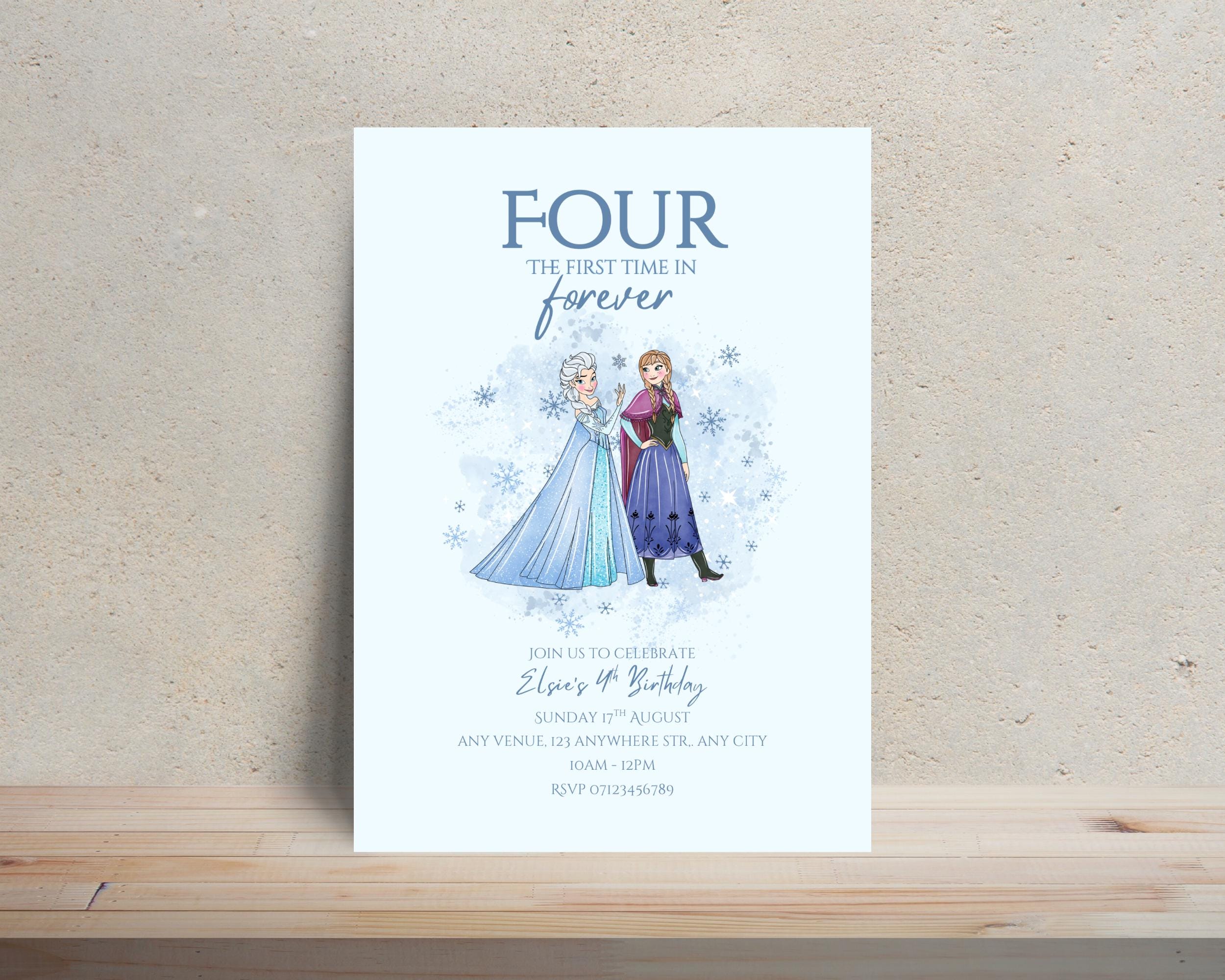 Frozen Birthday Invitation, Four the First Time in Forever, Editable ...