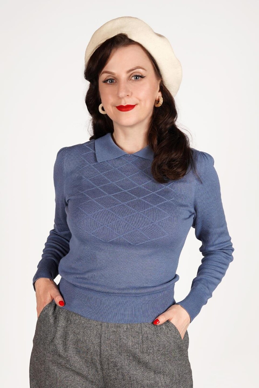 Susan Sweater in Air Force Blue - Etsy
