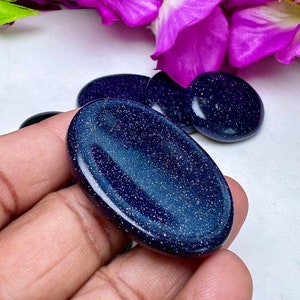 BLUE Goldstone Sun Sitara Oval Shape Worry Stone for Crystal Healing ...