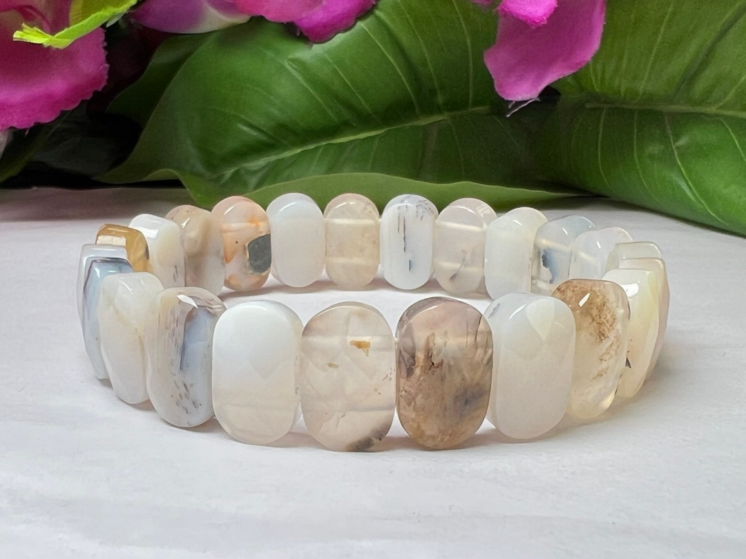 Merlinite Stone Oval Beaded Bracelet 15 MM Stretch Bracelet - Etsy