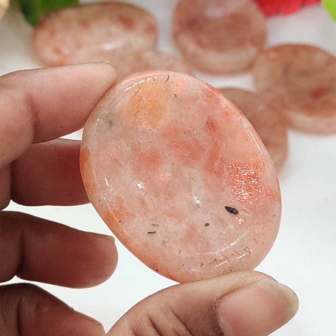 Sunstone Oval Shape Worry Stone for Crystal Healing and Meditation ...