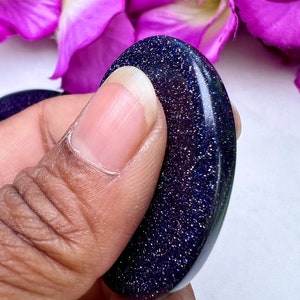 BLUE Goldstone Sun Sitara Oval Shape Worry Stone for Crystal Healing ...