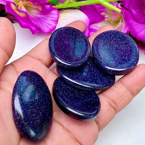 BLUE Goldstone Sun Sitara Oval Shape Worry Stone for Crystal Healing ...
