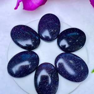 BLUE Goldstone Sun Sitara Oval Shape Worry Stone for Crystal Healing ...