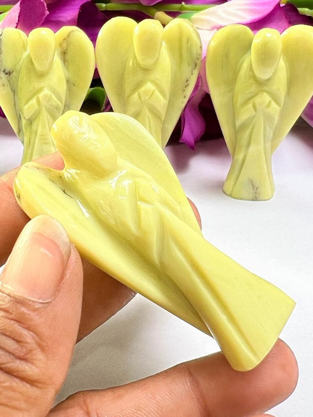 Serpentine Stone 2 Inch Free Standing Guardian Angel Crystal Reiki ...