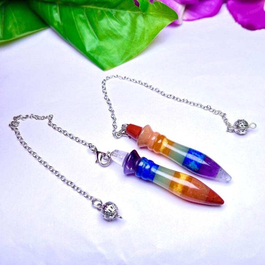 Seven Chakras Stone Pendulum Gemstone Dowsing Pendulum With - Etsy