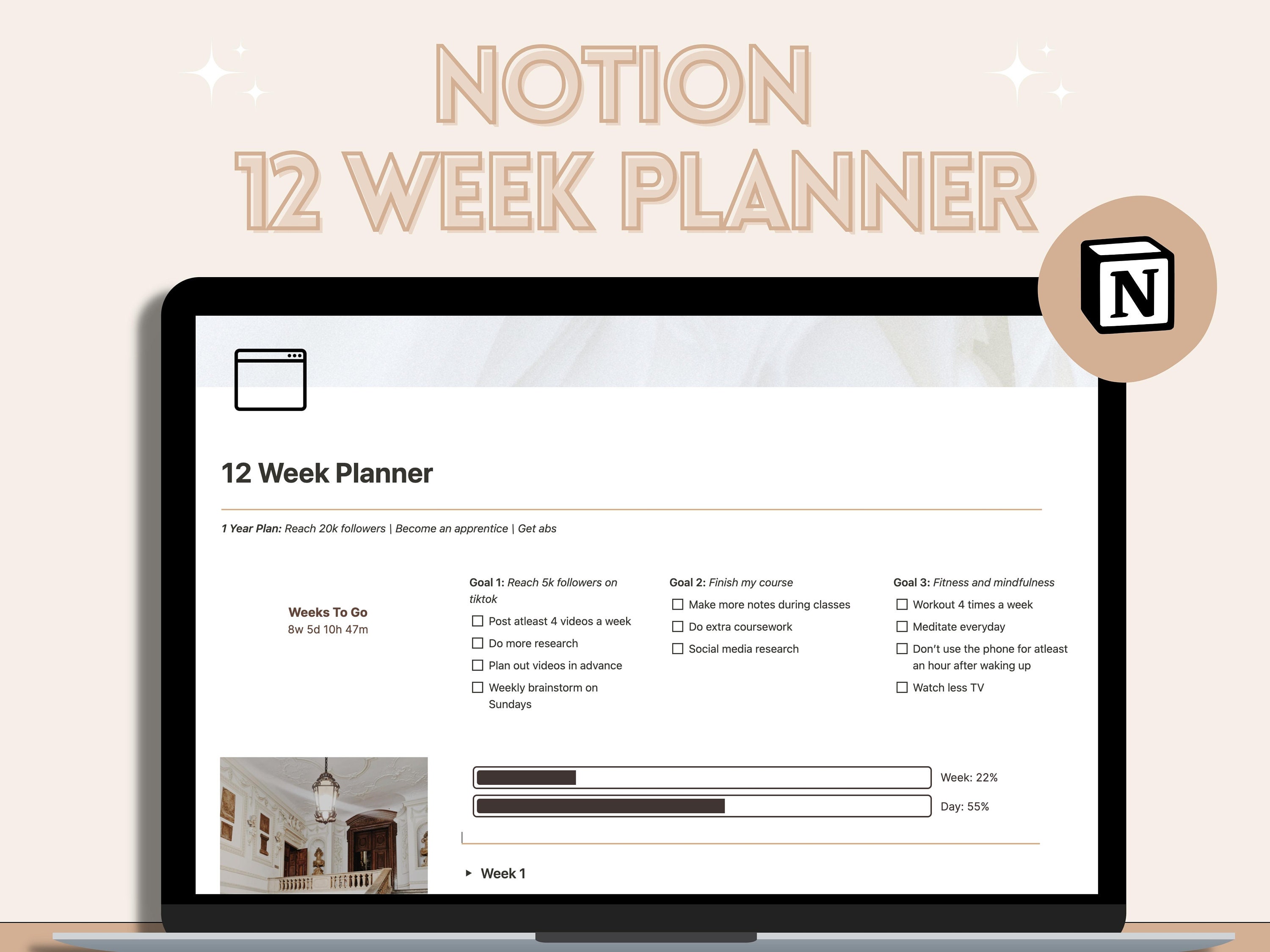 12 Week Notion Planner Notion Goal Template Notion Daily - Etsy Canada