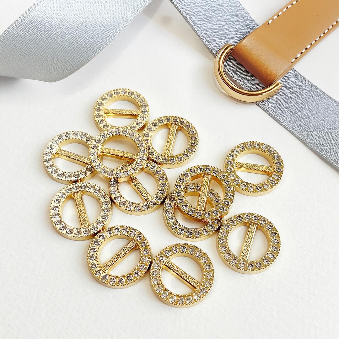 Swarovski Crystal Buckle Sliders (set of 10): Gold Ribbon Accent ...