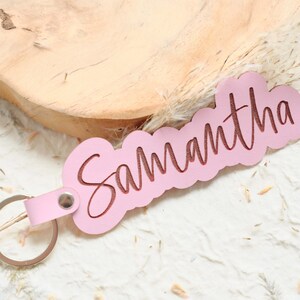 Vegan Leather Name Keychain, 10 Colors of Leather Keychain With Your ...