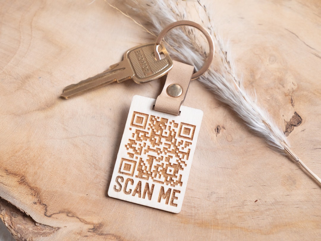 QR Code Keychain From Wood Wooden Keychain With QR Code - Etsy