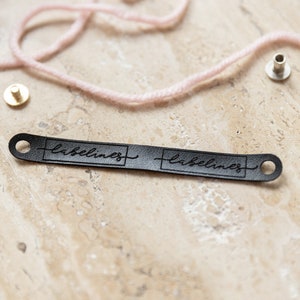 Custom Long Folded Rivet Label, Engraved Vegan Leather Custom Tag With ...