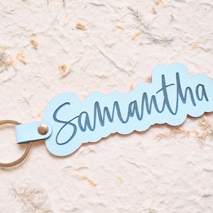 Vegan Leather Name Keychain, 10 Colors of Leather Keychain With Your ...