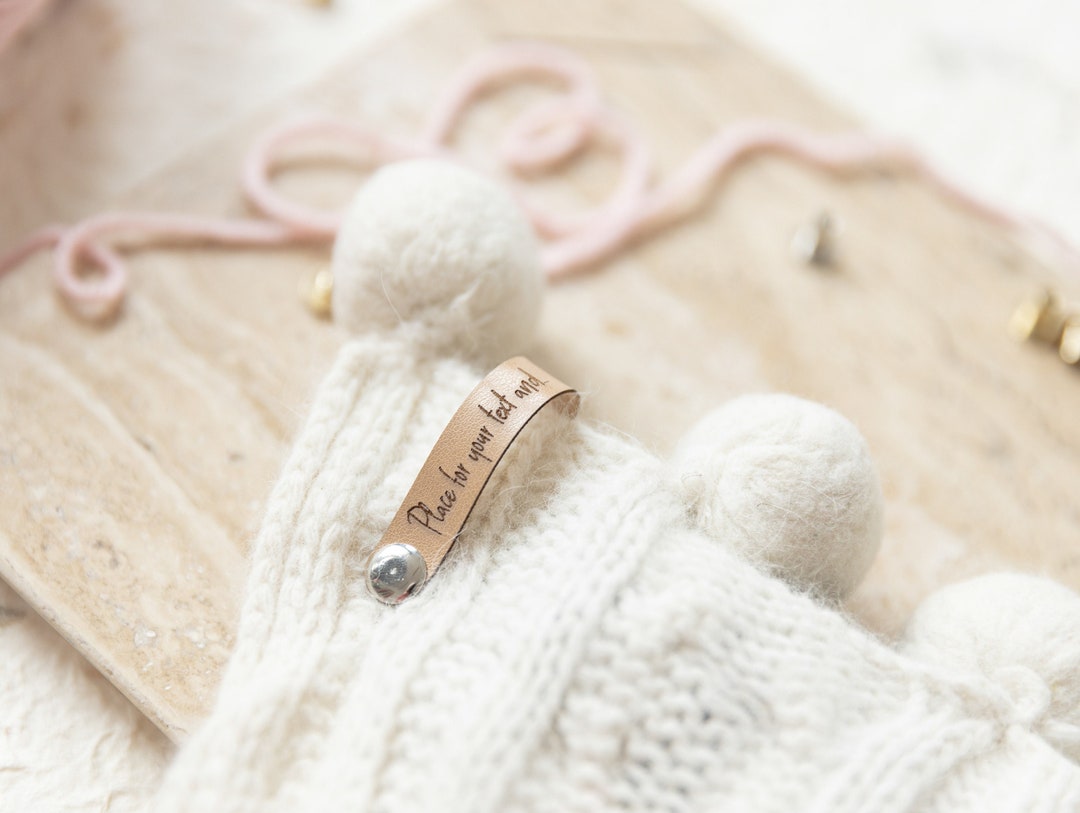 Custom Long Folded Rivet Label, Engraved Vegan Leather Custom Tag With ...